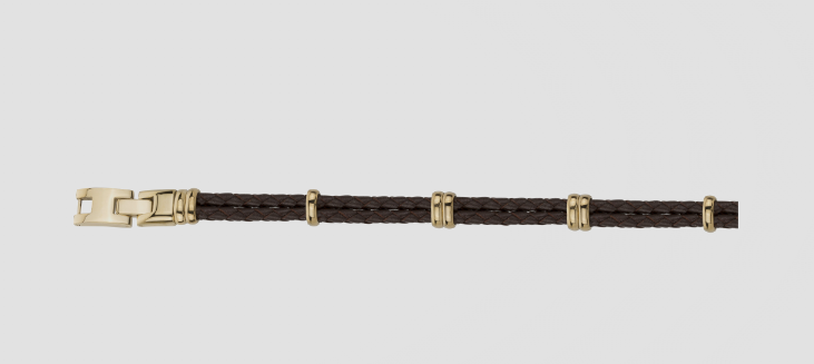 Joe - Leather and gold steel bracelet - Phébus – Azuline